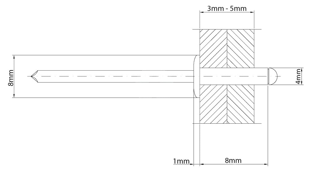 4mm x 8mm Stainless Steel Marine Grade Blind Pop Rivet Dome Head A4/A4 ...
