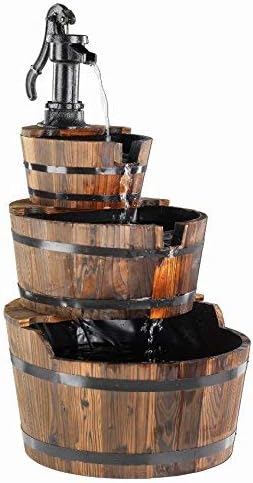 Direct Global Trading 3 Tier Wooden Barrel Water Feature : Amazon.co.uk ...