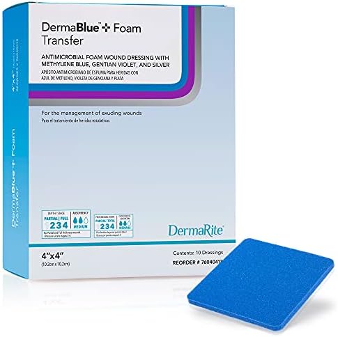Amazon.com: DermaBlue+ Transfer Antimicrobial Foam Wound Dressing 4" x ...
