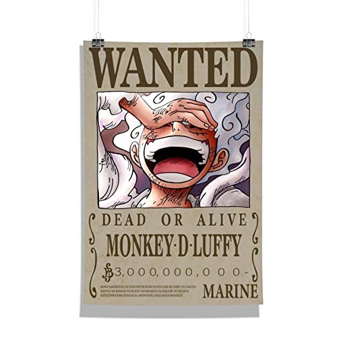 One Piece - wanted Monkey D luffy Design A3 Wall Poster (Without Frame ...