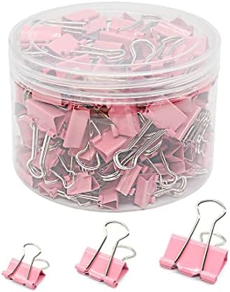Amazon.com : 150 Pcs Pink Binder Clips Paper Clamps Paper Clips ...