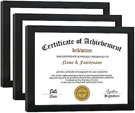 DEKWINN 8.5x11 Diploma Frame Certificate Document Frame Set of 3 with ...