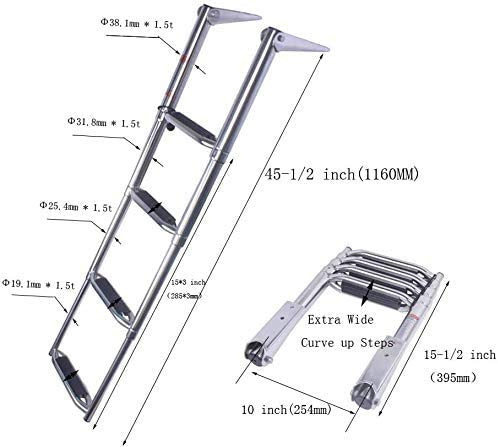 Snapklik.com : 4 Step Boat Ladder 316 Stainless Steel Telescoping 4 ...