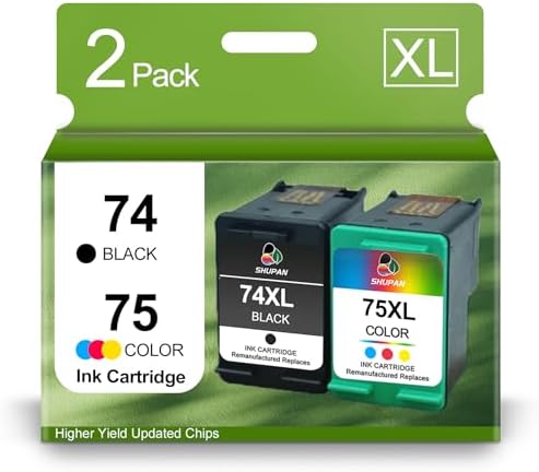 74XL 75XL Combo Pack Ink Cartridges Replacement for HP 74 75 High Yield ...