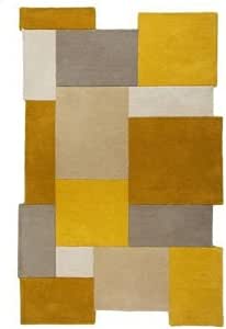 Amazon.com: Abstract Collage Ochre-Natural Rug Mustard Yellow Area ...