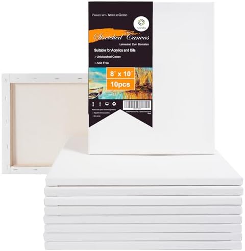 Amazon.com: ARTEZA Stretched Canvas, 18 x 24 Inches, Pack of 4, Blank ...
