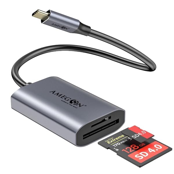 Amegon USB 3.2 Type-C Dual Card Reader | Up to 5 Gbps | USB-C to ...