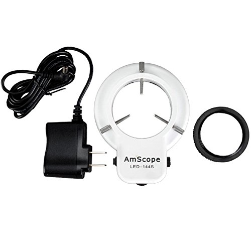 AmScope 144 LED Adjustable Compact Microscope Ring Light + Adapter ...