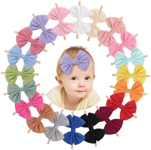 Amazon.com: doboi 20PCS Baby Girls Headbands Hair Bows Nylon Hairbands ...