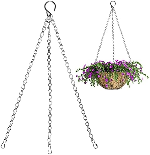 Hanging Basket Chains with Clips and Hooks 14" (35.6cm) 3 Point Metal ...