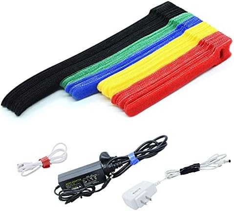 80 Pack Cable Ties Reusable, Adjustable Cable Tidy Wrap Hook and Loop ...