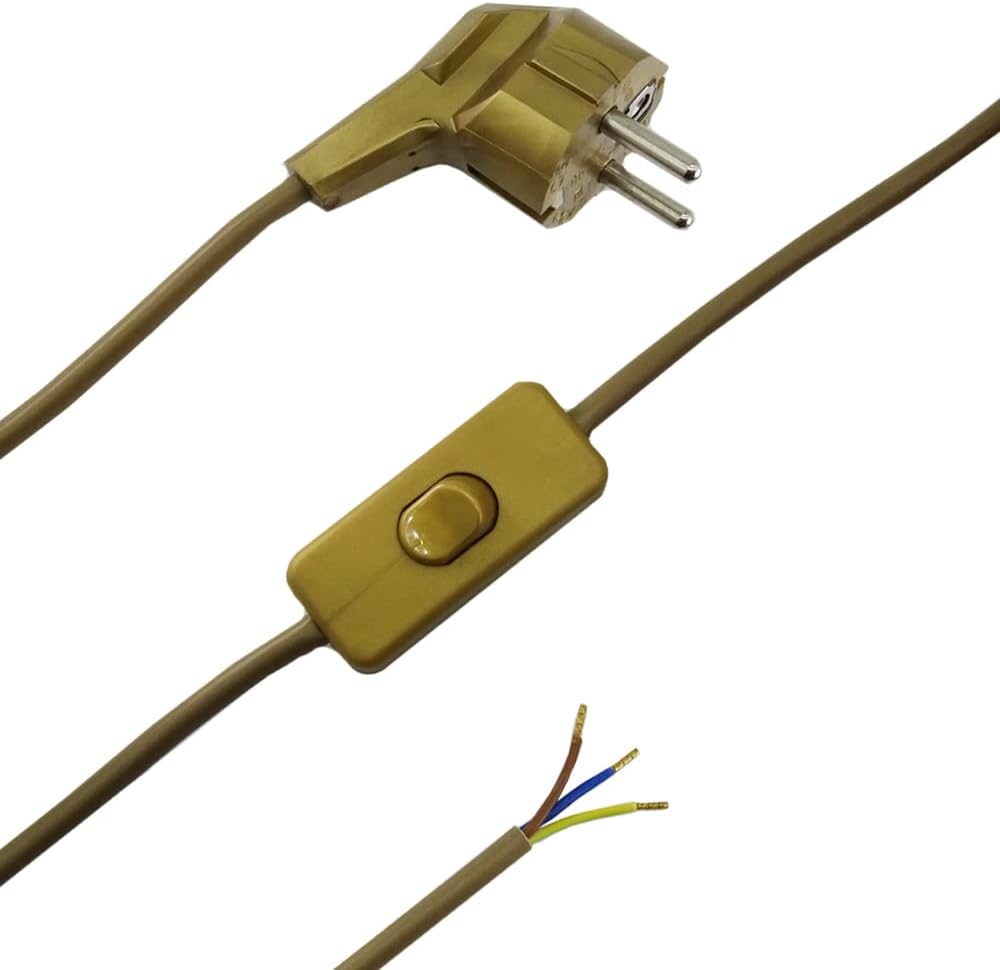 Zuleitung mit Stecker und Schalter 2 Meter Gold Anschlusskabel ...