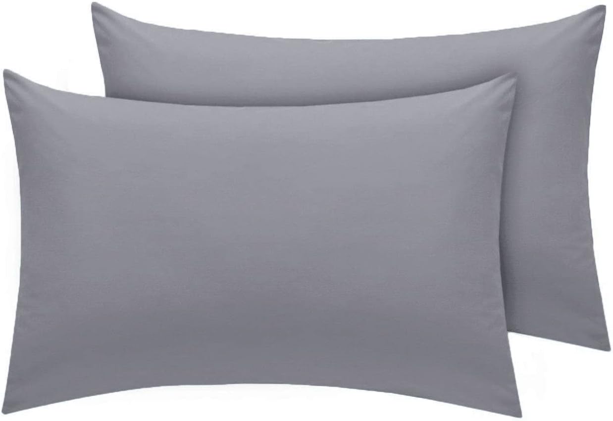 Egyptian Cotton 200 Thread Count Pillow Cases 2 Pack (Grey Silver ...