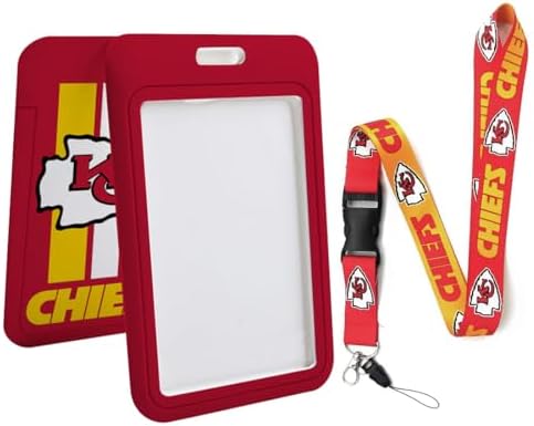 Amazon.com : Football ID Badge Holder with Lanyard, Hard Plastic Key ...