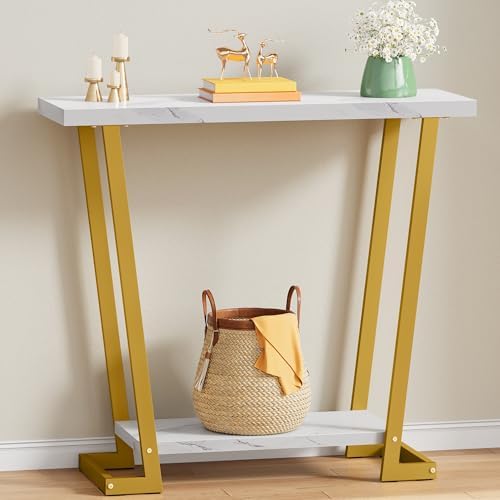 Amazon.com: Tajsoon Narrow Console Table for Entryway 31.5'', 2 Tier ...