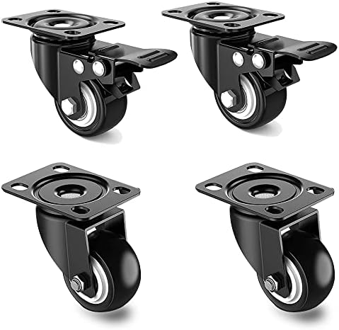 Caster Wheels 2" Locking Casters Set of 4 Heavy Duty Furniture Wheels ...