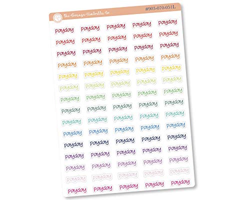 Amazon.com: Payday Planner Stickers, Script "Payday" Labels, Color ...
