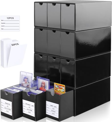 Amazon.com: Card box 4 Pack-3200 Count,Trading card storage box with 10 ...