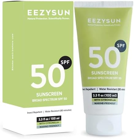Amazon.com: EEZYSUN SPF 50 Sunscreen and Insect Repellent - Water ...