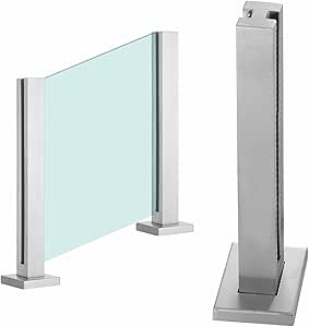 Deck Glass Railing Post Garden Fencing Balustrade Post, Silver Glass ...