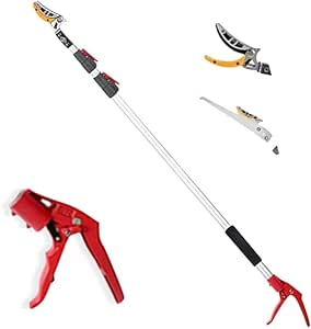 Amazon | Aoiwa JP 高枝切りバサミ 3m 4m 5m 高枝切鋏 伸縮式高枝切り鋏 高所太枝切鋏 3段伸縮 軽量 (1.7-4m) | 高枝切りばさみ
