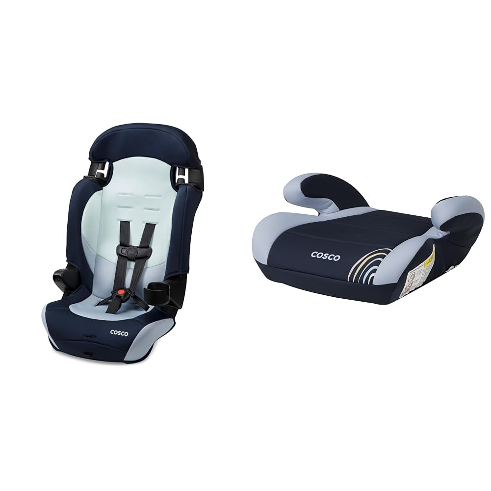Cosco Finale DX 2-in-1 Booster Car Seat, Forward Facing 40-100 lbs, Rainbow & Topside Backless ...