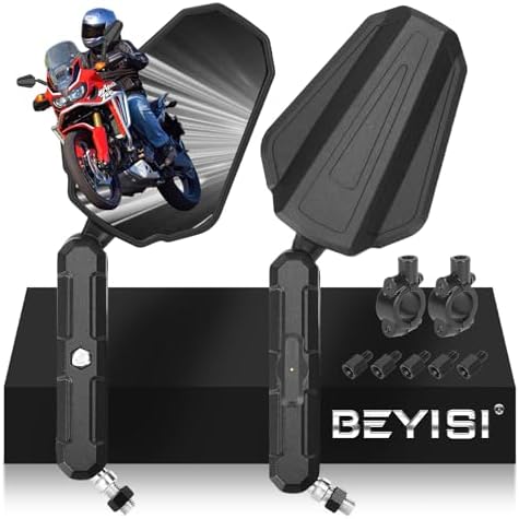Amazon.com: Adventure Motorcycle Mirrors, 8mm 10mm Folable 360 Degrees ...