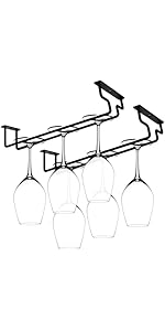 Amazon.com: BlueDreamer 14 Inch Black Wine Glass Rack Under Cabinet ...