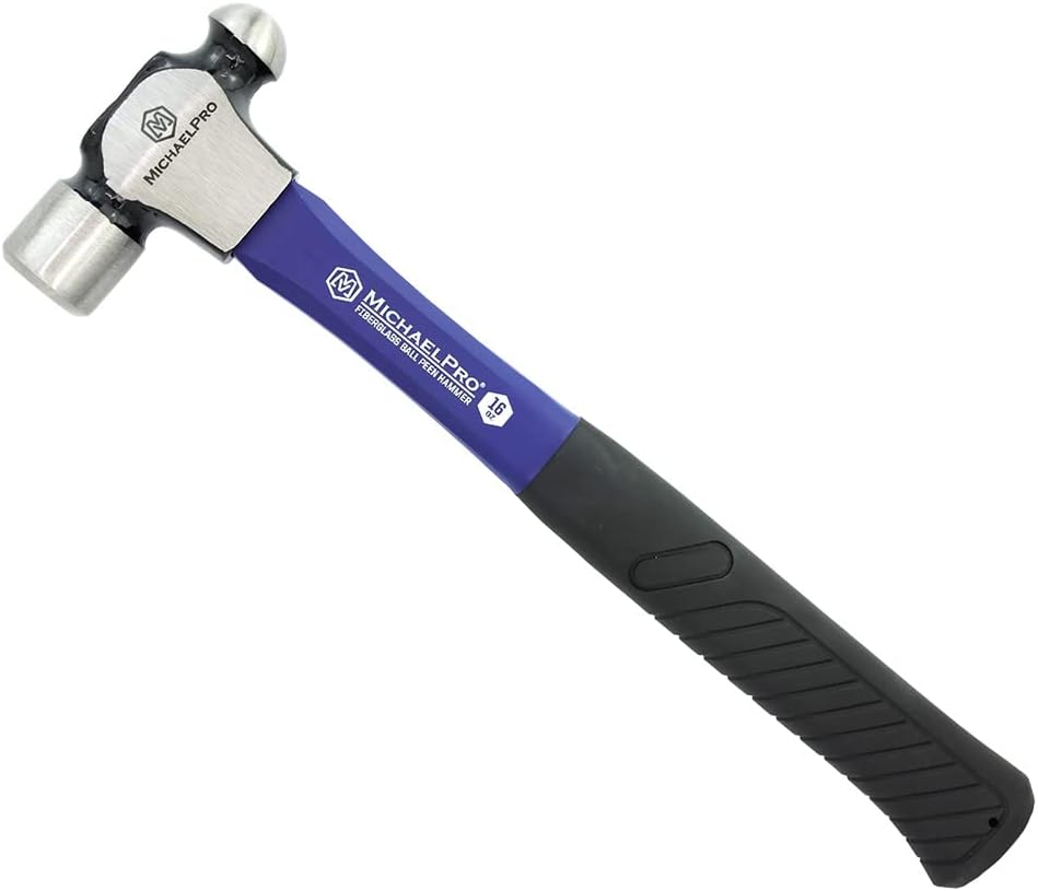 GreatNeck BP8 Ball Peen Hammer, 8 Oz Drop-Forged Steel Metalworking ...