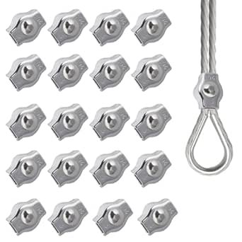 20 Pcs 1/8 Inches M3 Wire Rope Clamp 304 Stainless Steel Cable Clamp M3 ...
