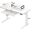 SHW 47 Inch Glass Electric Height Adjustable Desk with Monitor Riser ...