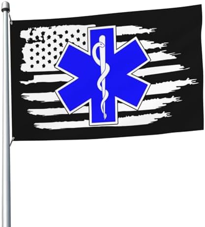 Amazon.com : zyatbwi EMS Star of Life EMT Flag 3x5 Ft Paramedic Flag ...
