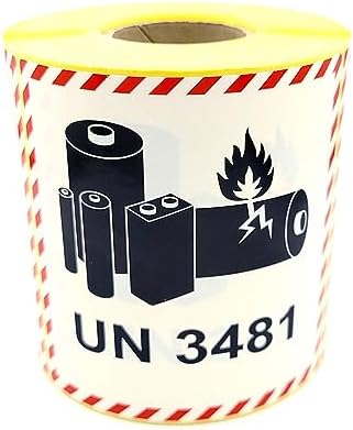 MD Labels 500 Dangerous Goods Labels UN 3481 100 x 100 mm - Contains ...