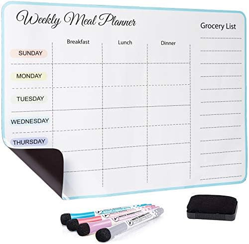 Magnetic Dry Erase Menu Board for Fridge Includes 4 Liquid Chalk ...