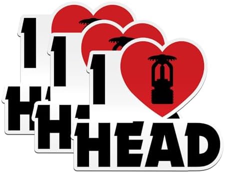 Amazon.com: (3PCS) I Love Head Sprinkler Fitter Sticker Hard Hat ...