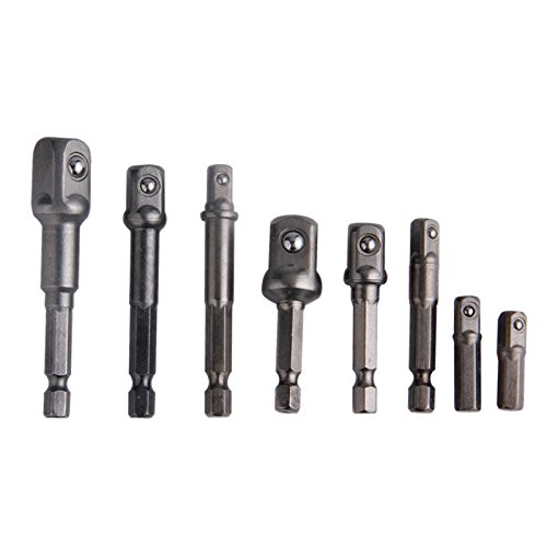 Buy 8Pcs Socket Adapter Set Drill Bit CRV Extension Bar Hex Flex Shank ...