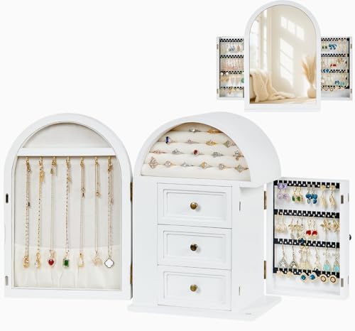 Amazon.com: Poyilooo Jewelry Box, Solid Wood Jewelry Box Organizers and ...