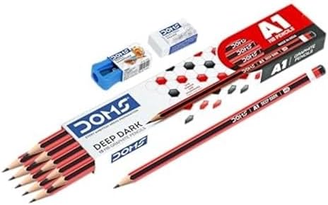 Doms A1 Deep Dark HB Graphite Pencil | Include Eraser & Sharpner | 30 ...