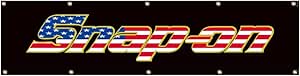 Amazon.com : Snap On Flag Tools 2X8FT Black Banner for Garage Wall ...