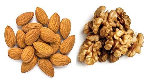 The Organic Basket Fresh Almond (200gm) & Walnut Kernel (150gm) Combo ...