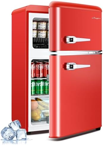 Amazon.com: Anypro 3.2 Cu.Ft Mini Fridge with Freezer, Retro Double ...