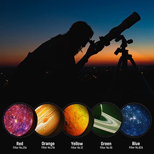 NEEWER 1.25 Telescope Eyepiece Filter Set (10 Pack), 5 Planetary Color ...