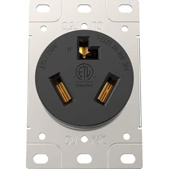 Amazon.com: 30A Dryer Outlet NEMA 10-30R Receptacle 250V 3 Prong Socket ...