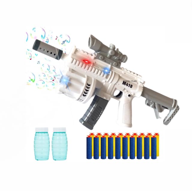 Buy HAPPY HUES® Bubble Gun with Soft Dart Blaster, 8 Music Tones ...