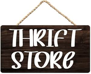Amazon.com: Rustic Thrift Store Wood Decor Sign, Farmhouse Printed Wood ...