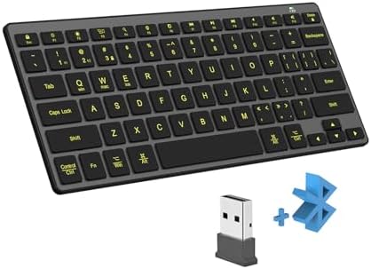 Amazon.com: Bluetooth & 2.4GHz Wireless Keyboard, Ultra Quiet Low ...