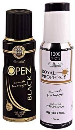Buy Al Nuaim Open Black & Royal Prophecy Perfume Spray 1200 Shots ...