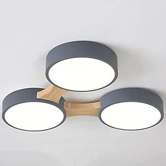 3-Lights LED Ceiling Light Fixture Wooden Indoor Lighting Modern ...