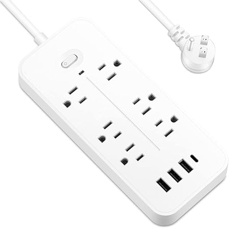 Multicontacto de Usb con 2m Regleta de Enchofes con Tipo C,6 Salidas ...