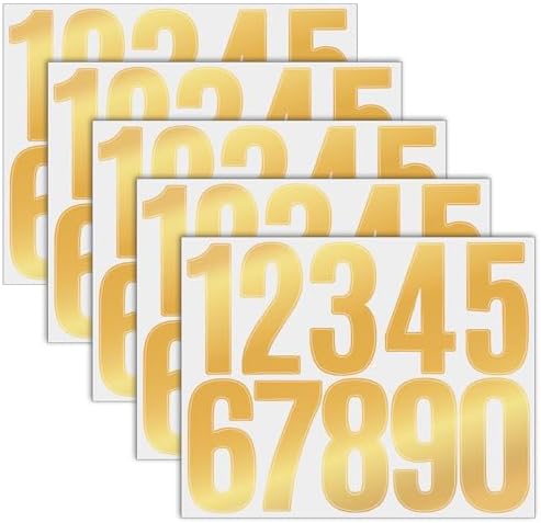 Amazon.com: Yuomeaz 3 in Gold Number Stickers, 5 Sheets Adhesive ...